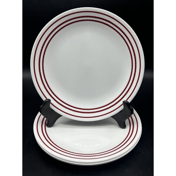 Corelle | Dining | Corelle Ruby Red White W Red Round Glass Dinner ...